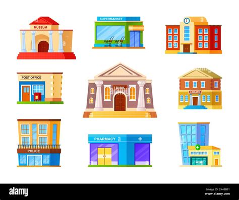 Urban Architecture And Buildings Flat Design Style Object Set Stock Vector Image And Art Alamy