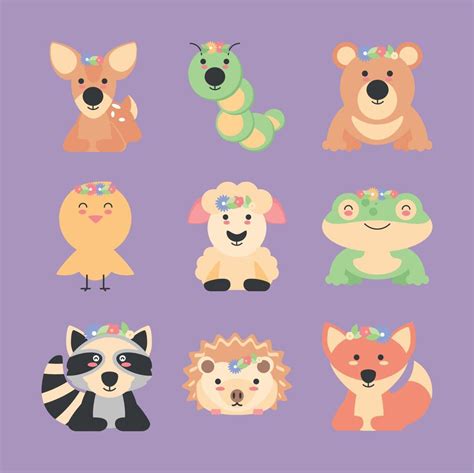 Cute Spring Animals 10423784 Vector Art At Vecteezy