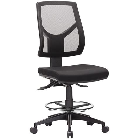 Expo High Back Drafting Chair 3 Lever 670 840mmh Mesh Back Black Fabric