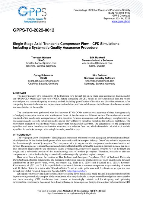 Pdf Single Stage Axial Transonic Compressor Flow Cfd Simulations Including A Systematic