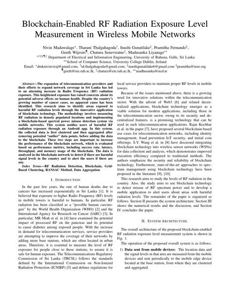 PDF Blockchain Enabled RF Radiation Exposure Level Measurement In Wireless Mobile Networks