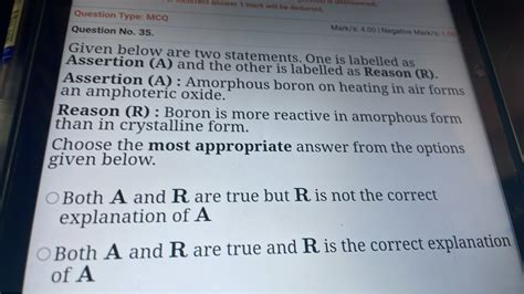 Question Type MCQ Question No 35 Mark S 4 00 Negative Mark S 100