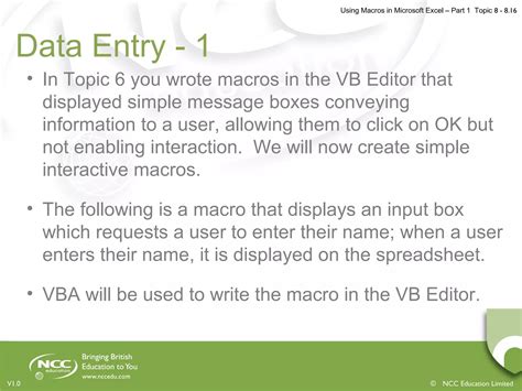 Using Macros In Microsoft Excel Part 1 Ppt