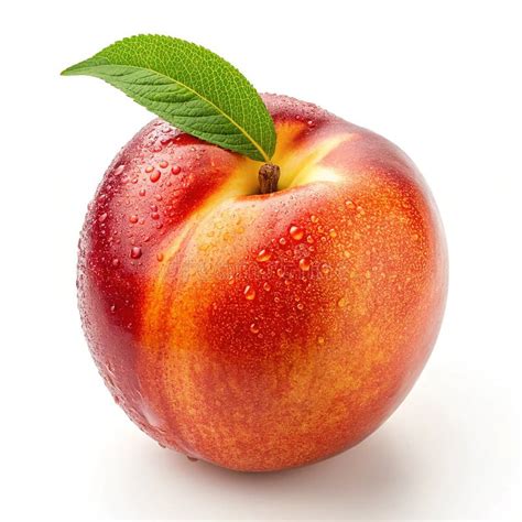 Nectarine With Glossy Skin On White Background Stock Illustration