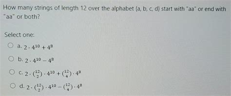 solved how many strings of length 12 over the alphabet {a
