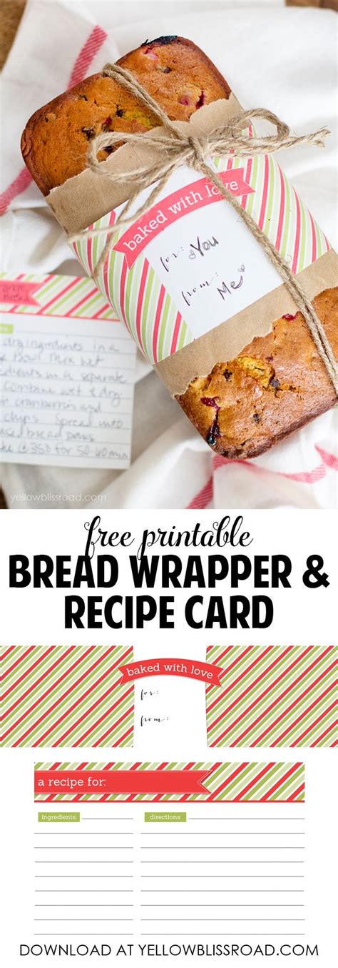 Free Printable Bread T Wrapper And Recipe Card