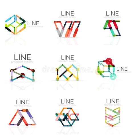 Linsieme Del Logos Astratto Lineare Segmenti Multicolori Collegati Allinea Nella Le Figure