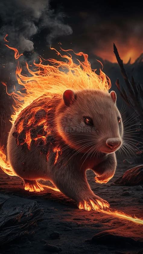 A Fantastical Hybrid Creature Blending The Features Of A Gopher With The Essence Of Fire Stock A Fantastical Hybrid Creature Blending The Features Of A Gopher With The Essence Of Fire Stock