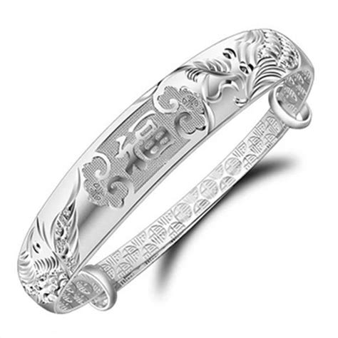 Abirte Womens 999 Solid Sterling Silver Chinese Dragon Phoenix Carved