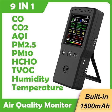 9 In 1 Temperature Humidity Co2 Meters Air Quality Detector Pm2 5 Pm10 Hcho Tvoc Co Co2 Aqi With