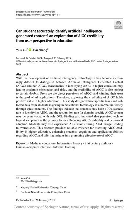 Can Student Accurately Identify Artificial Intelligence Generated