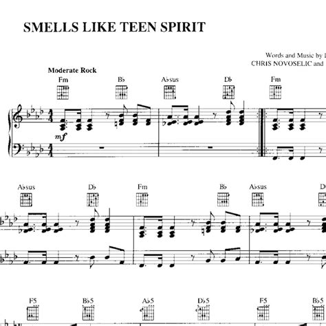 Smell Like Teen Spirit Nirvana Piano Solo Sheet Music Etsy