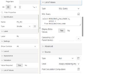 Oracle Apex Shuttle Doesnt Put Value On The Right Side And Provide