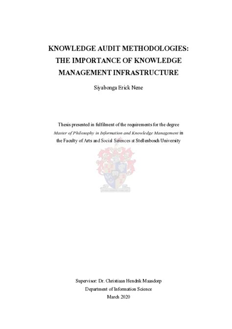 Pdf Knowledge Audit Methodologies The Importance Of Knowledge Management Infrastructure