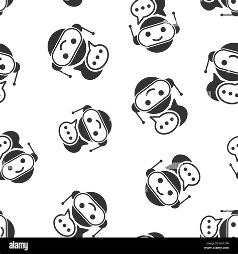 Cute Robot Chatbot Icon Seamless Pattern Background Bot Operator Vector Illustration Smart