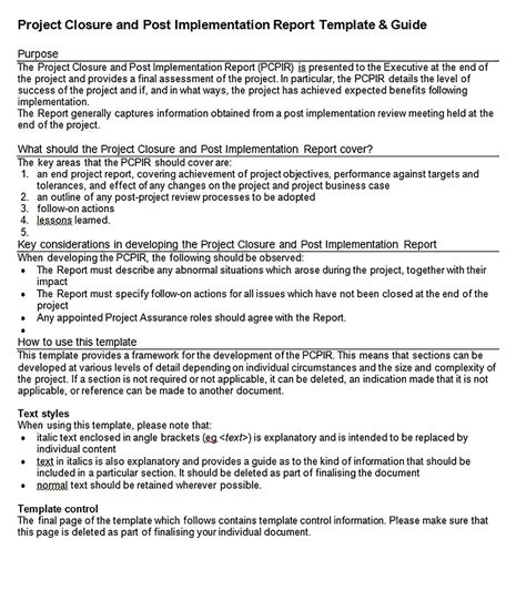 Project Closure Report Template Artofit