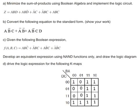 solved a minimize the sum of products using boolean algebra