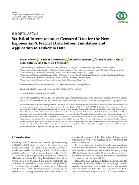 Pdf Statistical Inference Under Censored Data For The New Exponential X Fréchet Distribution
