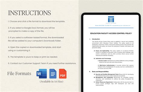 Education Facility Access Control Policy Template In Word PDF Google Docs Download