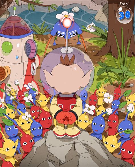Red Pikmin Olimar Yellow Pikmin And Blue Pikmin Pikmin Drawn By