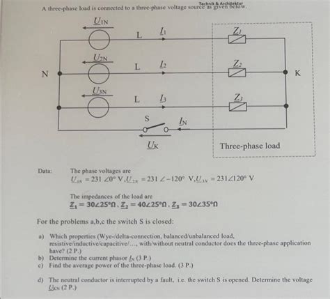 Solved A Three Phase Load Is Connected To A Three Phase Chegg Com