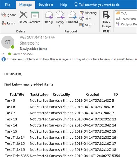 Formatting Html Table In Flow Before Sending Email