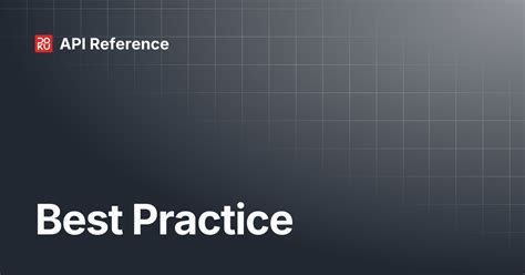 Best Practice Api Reference
