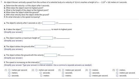 Solved 3 An Object Thrown Vertically Upward From The