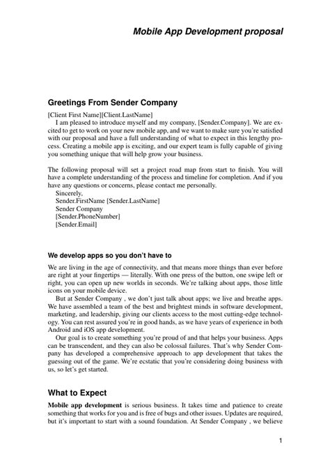 mobile app development proposal template proposals