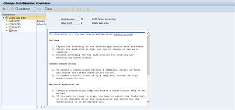 KEM SAP Tcode EC PCA Maintain Substitutions