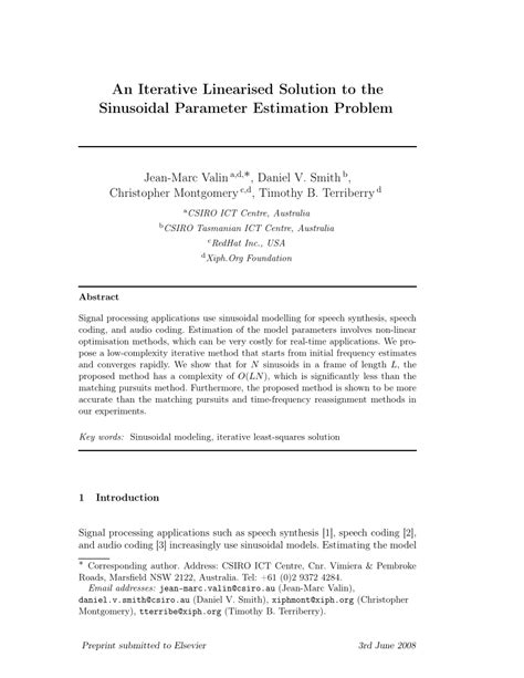 Pdf An Iterative Linearised Solution To The Sinusoidal Parameter