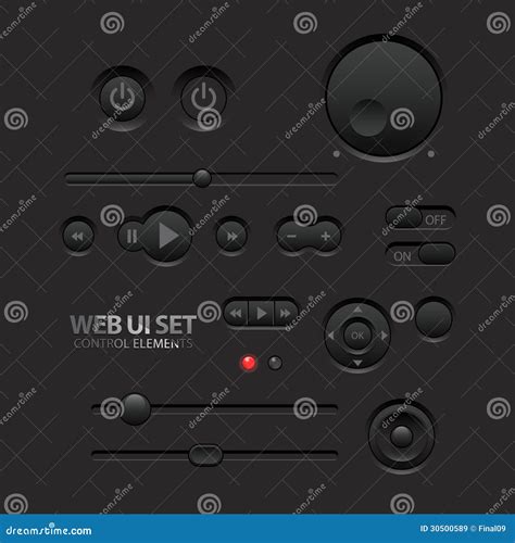 Dark Web Ui Elements Buttons Switches Bars Stock Vector