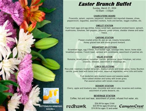 Easter Brunch Buffet At Redhawk And Canyon Crest Event Center Redhawk