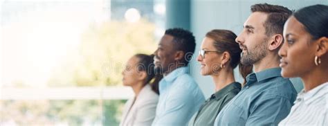 recruitment interview and people in queue for work at finance