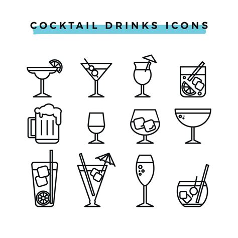 Drinks Icons Set Outline Style 10043562 Vector Art At Vecteezy