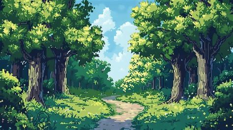 Premium Photo A Pixel Art Image Of A Forest Path Leading To A Clearing