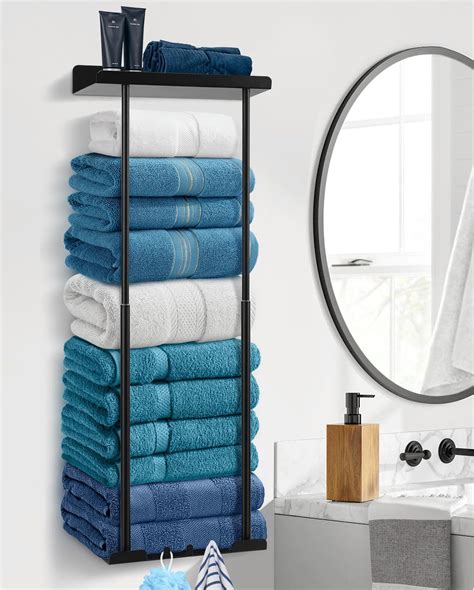 Hommtina Bathroom Towel Storage Black Towel Holder Bathroom