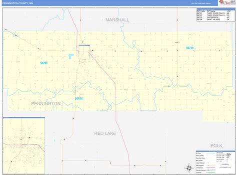 Pennington County Mn Zip Code Wall Map Basic Style By Marketmaps