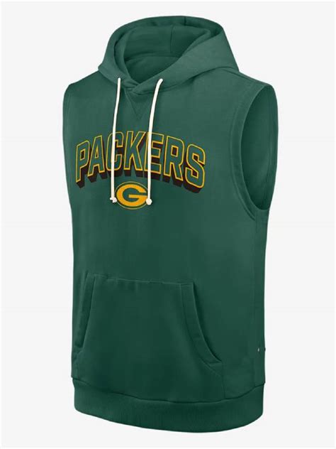 Green Bay Packers Sideline Sleeveless Green Hoodie