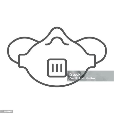 의료용 호흡보호구 마스크 얇은 선 아이콘 의료 및 보호 호흡보호구 기호 벡터 그래픽 흰색 배경상의 선형 아이콘 Eps 10 0명에 대한 스톡 벡터 아트 및 기타 이미지