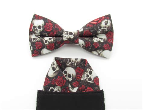 Skull And Rose Bowtie And Pocket Square Stranger Ties