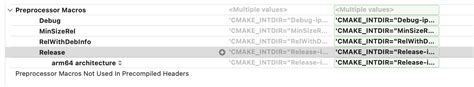 cmake add compile definitions for specific arch for xcode stack overflow