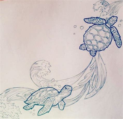 Sea Turtle Outline Tattoo
