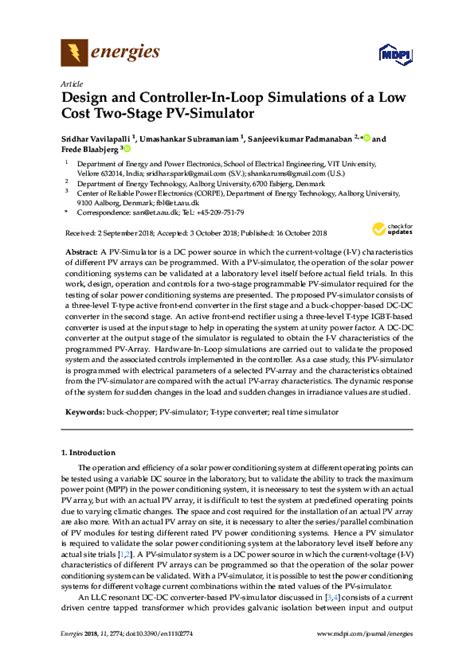 Pdf Design And Controller In Loop Simulations Of A Low Cost Two Stage Pv Simulator