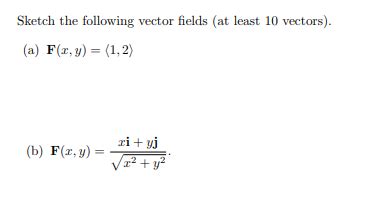 Solved Sketch The Following Vector Fields At Least Chegg