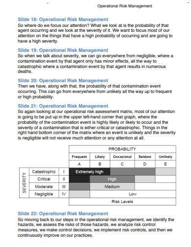 FREE Operational Risk Management Samples In PDF DOC