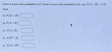 Solved Event A Occurs With Probability Event B Occurs Chegg