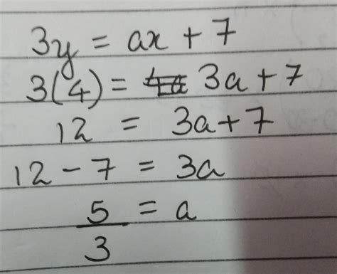 AIf The Point Lies On The Graph Of Linear Equation Y Ax Find The Value Of A