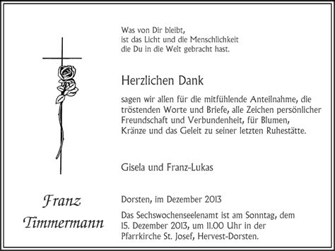 Traueranzeigen Von Franz Timmermann Sich Erinnernde