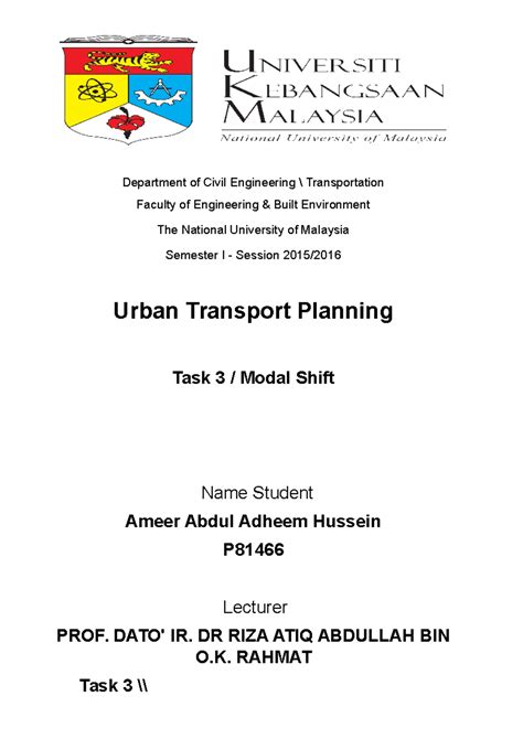 293906696 Assignment Urban Modal Shift Department Of Civil